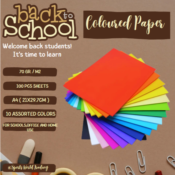 Coloured Paper A4 ( 100 PCS SHEETS ) | Shopee Singapore