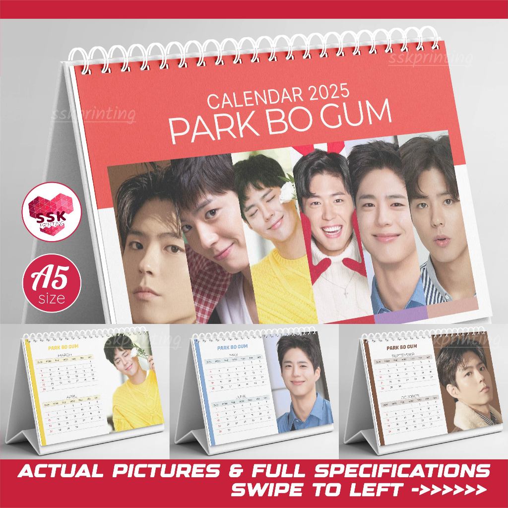 Park Bo Gum A5 Desk Calendar 2025 | Mini Calendar with Stand | Fadeless ...