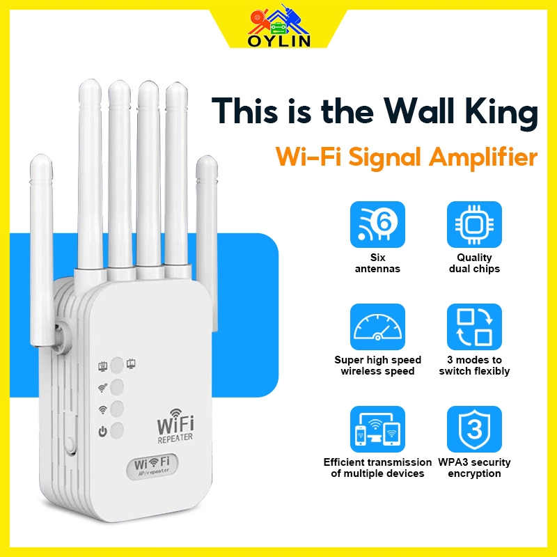 Wireless WiFi Repeater 6-Antennas Internet 2.4G 5G Network Wifi Router ...