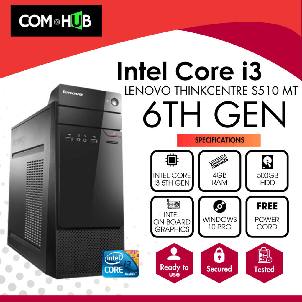 Com Hub PC | Lenovo Thinkcentre S510 MT Intel Core i3 6th Gen 4GB RAM ...