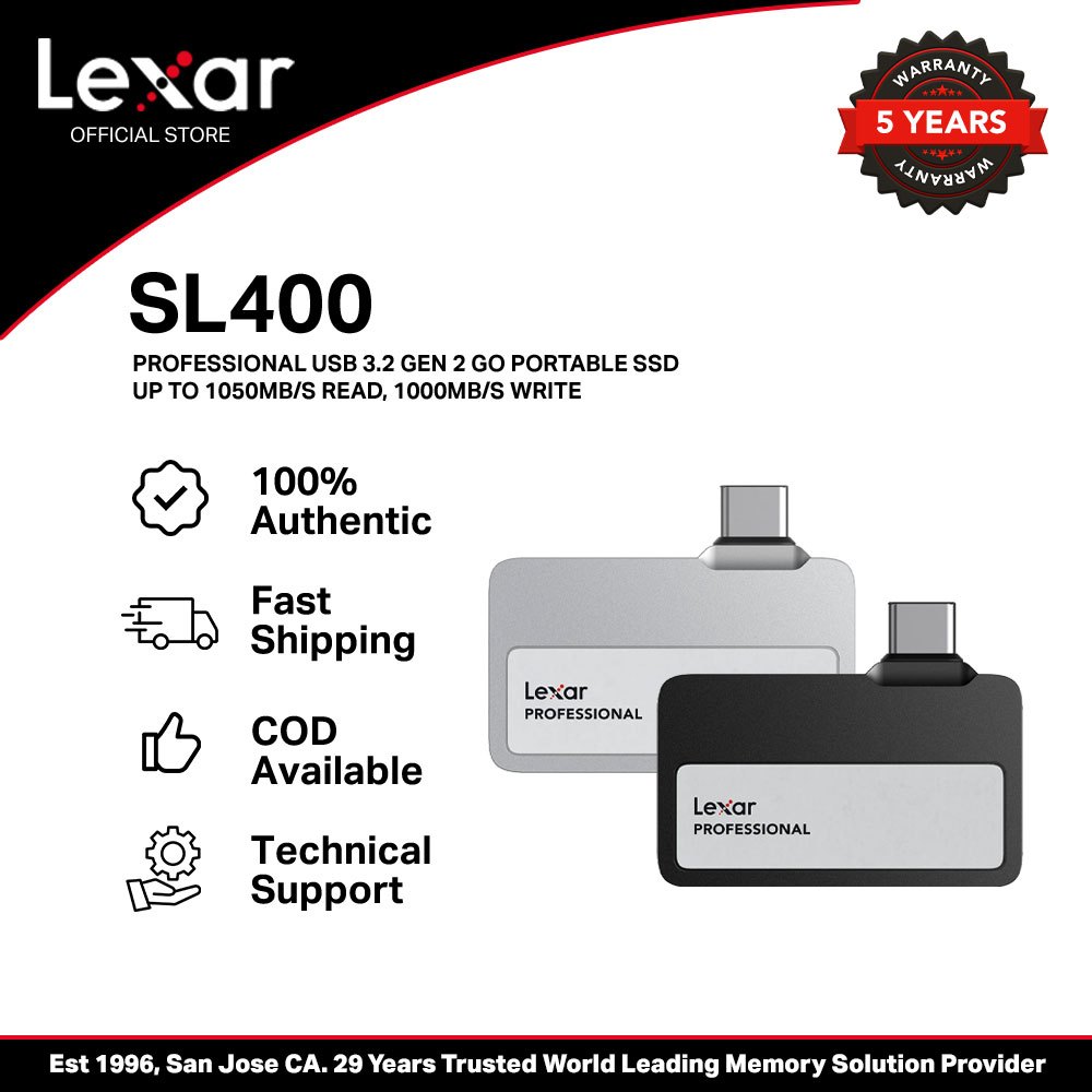 Lexar Professional Go SL400 1TB/2TB USB 3.2 Gen 2 Portable External SSD ...