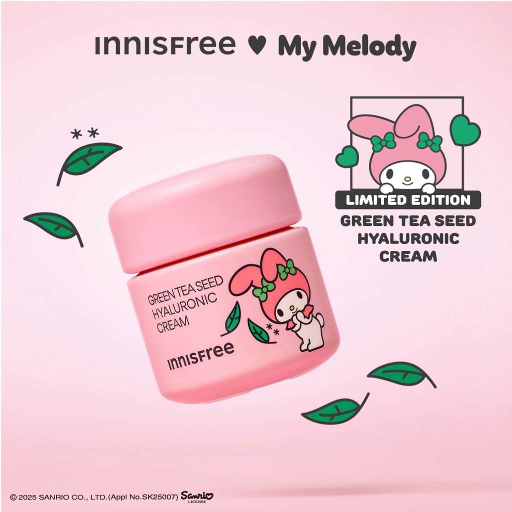 Innisfree & My Melody Green Tea Hyaluronic Cream | Shopee Singapore