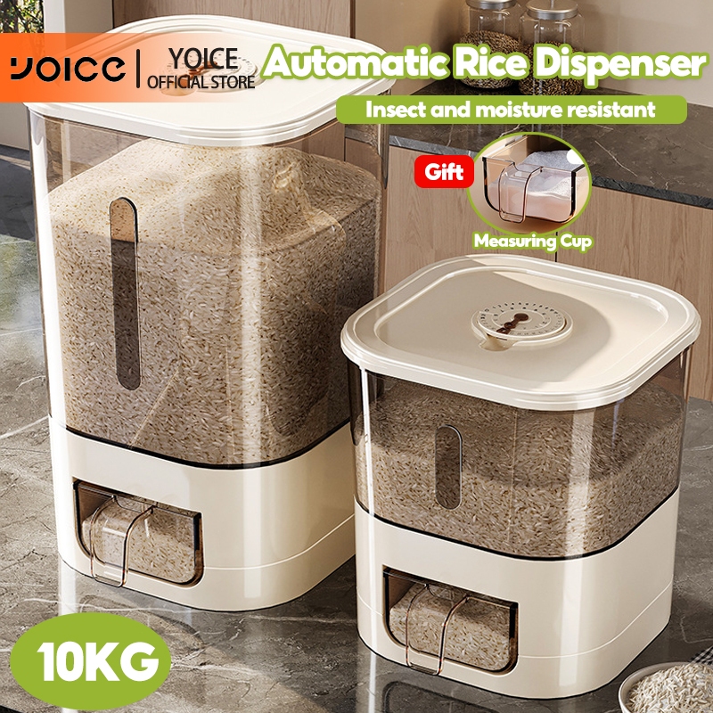 YOICE Automatic Rice Dispenser Rice Storage Box Push-Pull Rice Cup ...