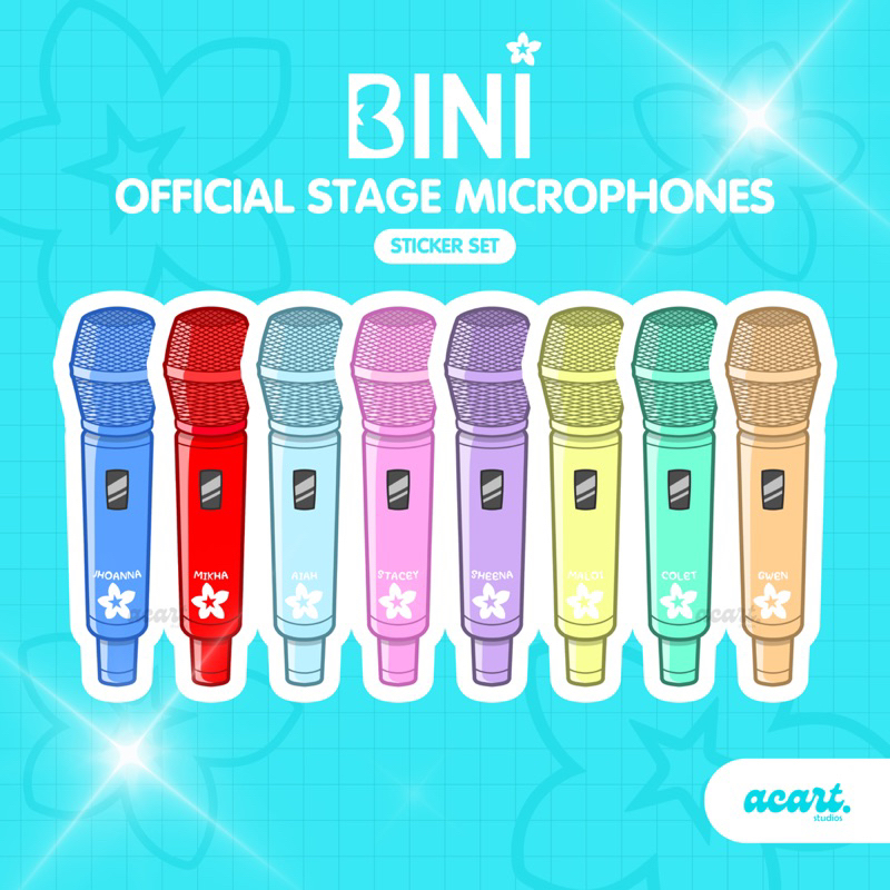 BINI Stage Mic Vinyl Stickers (Aiah, Colet, Maloi, Gwen, Stacey, Mikha ...
