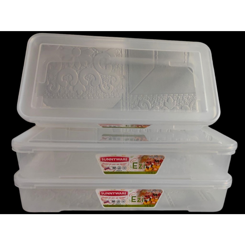 1.8L 728 3Pcs Half Graham Bar Transparent Food Keeper Storage Box ...