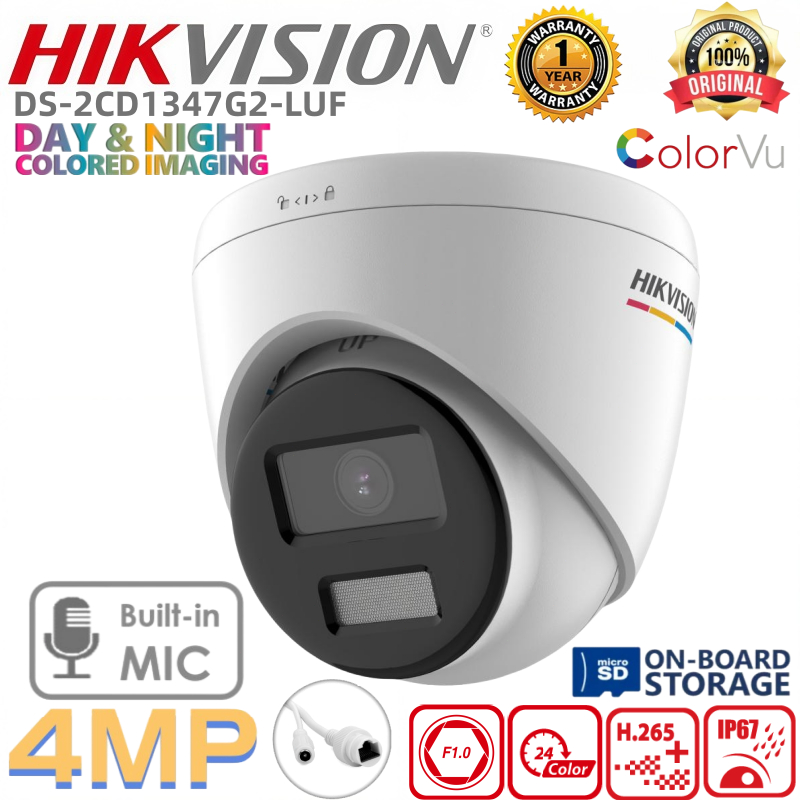 Hikvision CCTV 4MP ColorVu With Audio PoE IP Network Camera White Light ...