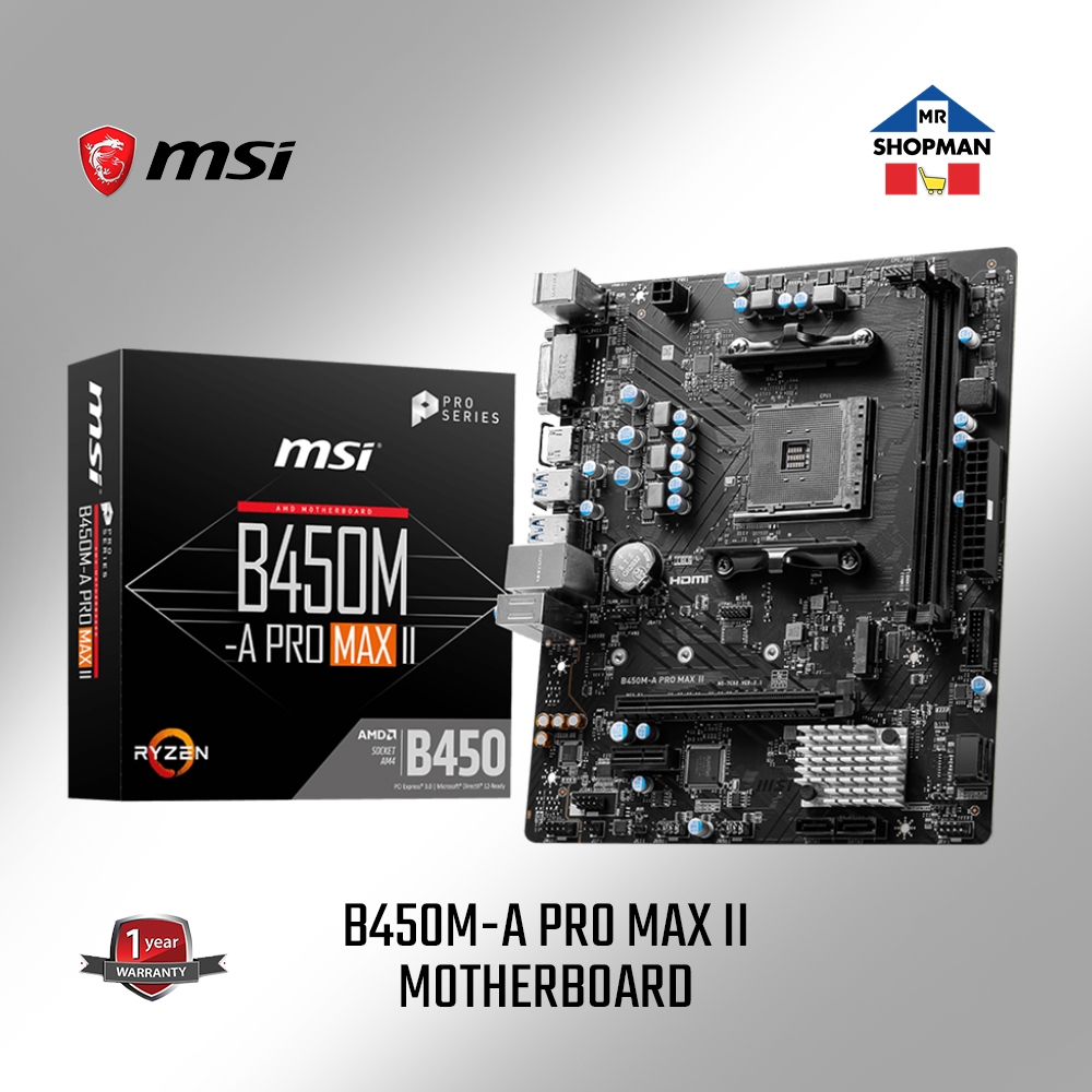 MSI B450M A Pro Max II Motherboard AMD AM4 DDR4 | Shopee Singapore