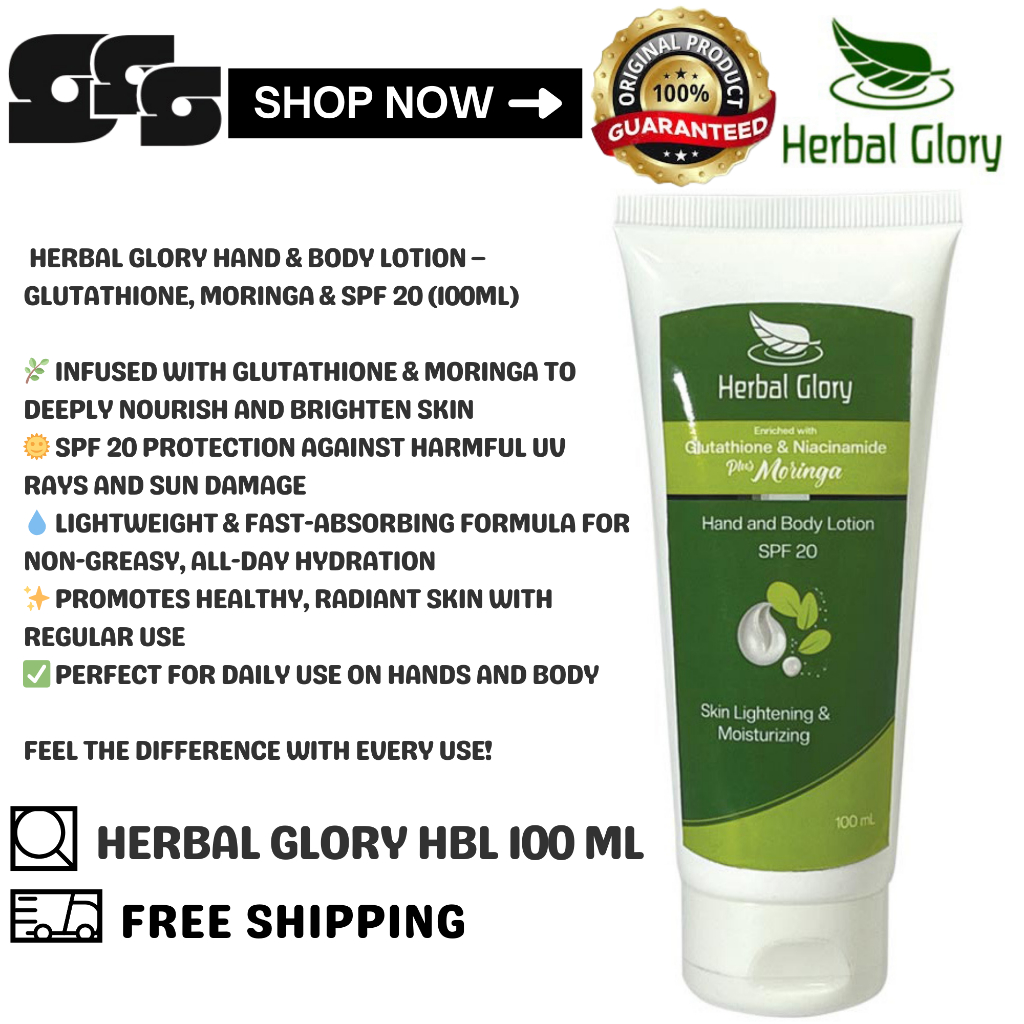 HERBAL GLORY Hand & Body Lotion – Glutathione with Moringa & SPF 20 ...