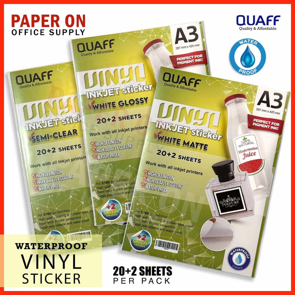 QUAFF Vinyl Inkjet Sticker Semi-Clear/White Matte/White Glossy ( A3 ...