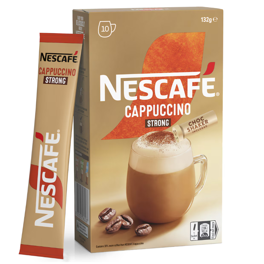 Nescafe Strong Cappuccino with choc shaker (10 sachet) 132g (expiry may ...
