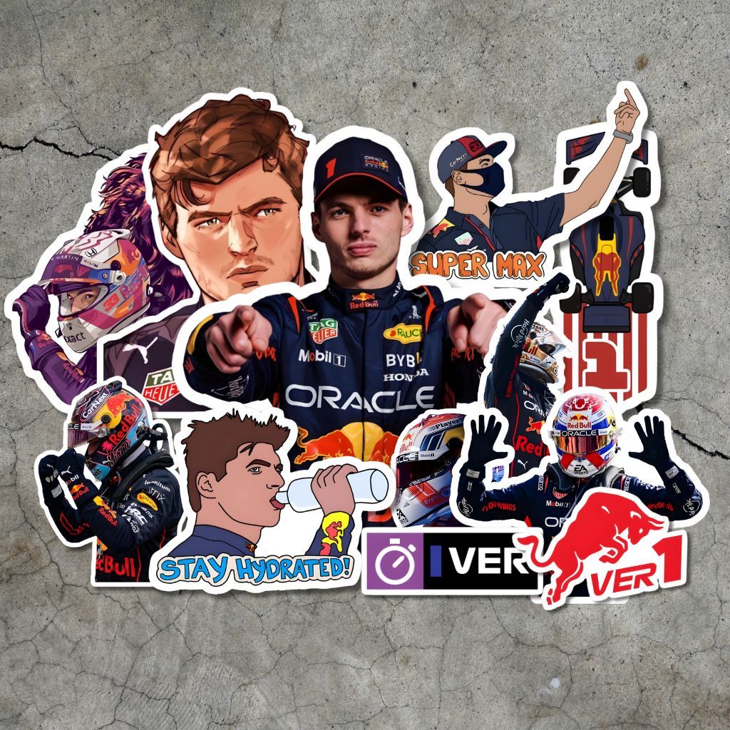 F1 Max Verstappen 12pcs Sticker Pack | Die-Cut Vinyl Matte Laminated ...