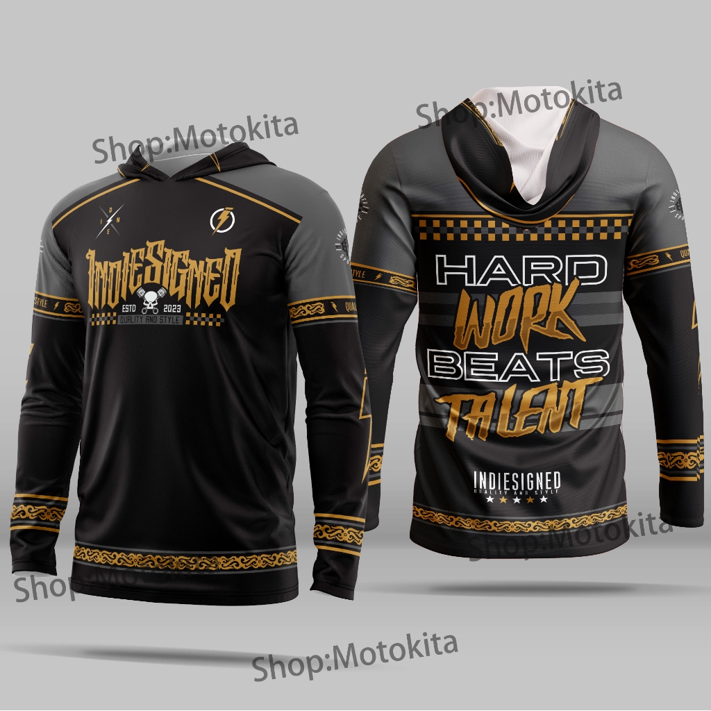 Warmer Long Sleeve Jersey with hoodie Motor for men Motorcycle T-shirt Full Sublimation | Shopee ...