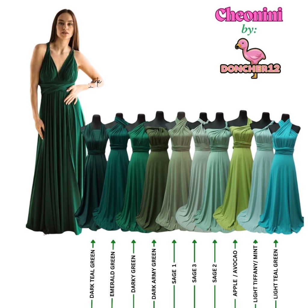 INFINITY DRESS PLAIN GREEN SHADES Wedding Entourage, Bridesmaid OR ...