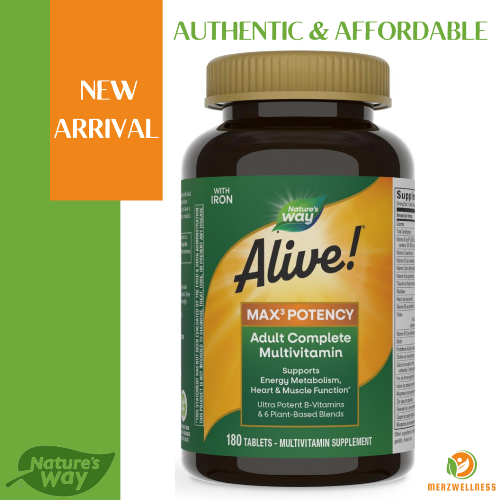 Nature's Way, Alive! Max3 Potency Multivitamin, 180 Tablets (with iron ...