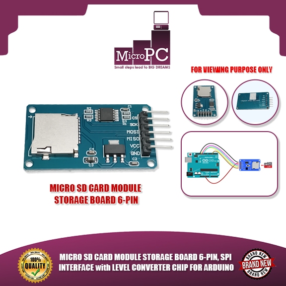 MICRO PC MICRO SD CARD MODULE STORAGE BOARD 6-PIN, SPI INTERFACE with ...