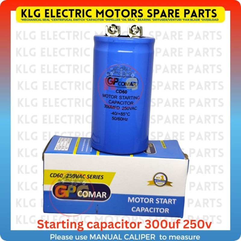 Starting capacitor 300uf 250v socket type | water pump parts | Shopee ...