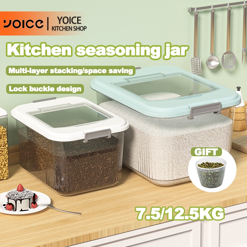 YOICE Kitchen Storage Rice Bucket Sealed Moisture-proof Rice Container ...