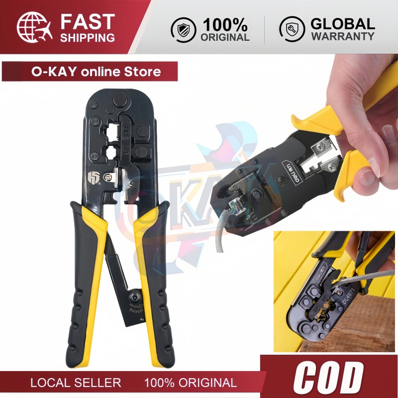 RJ45/RJ11 Crimping Tool – LAN Cable Crimper, Cutter & Stripper for RJ11 ...