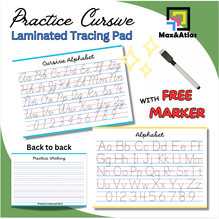 Tracing Pad Laminated (Cursive, Alphabet, Numbers) | Shopee Singapore