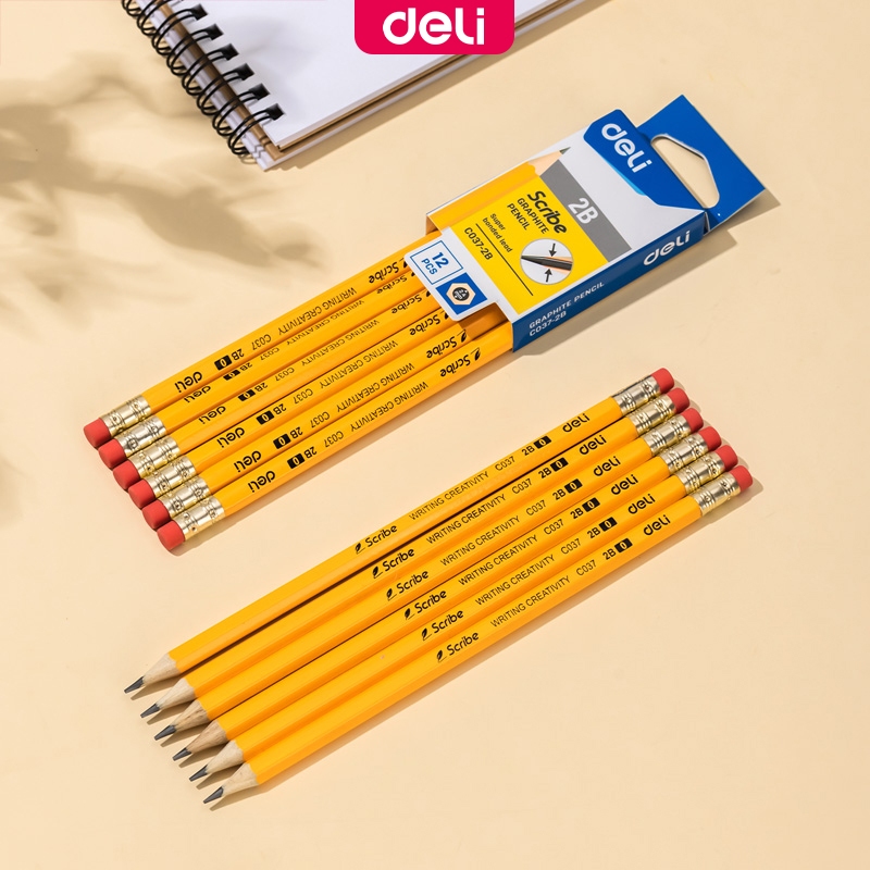 Deli 2B Hex Bar Writing Pencil EC037 | Shopee Singapore