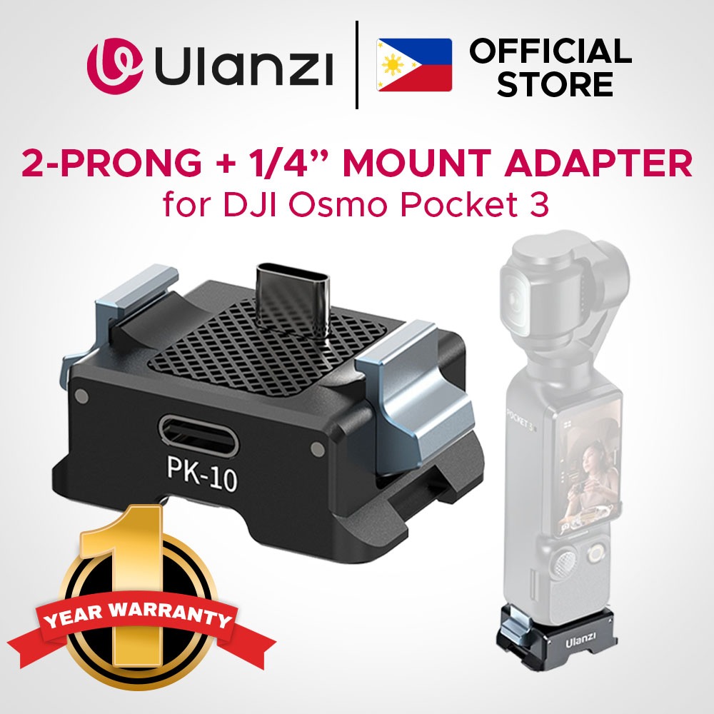 Ulanzi PK-10 2-Prong + 1/4" Mount Adapter for DJI Osmo Pocket 3 Camera ...