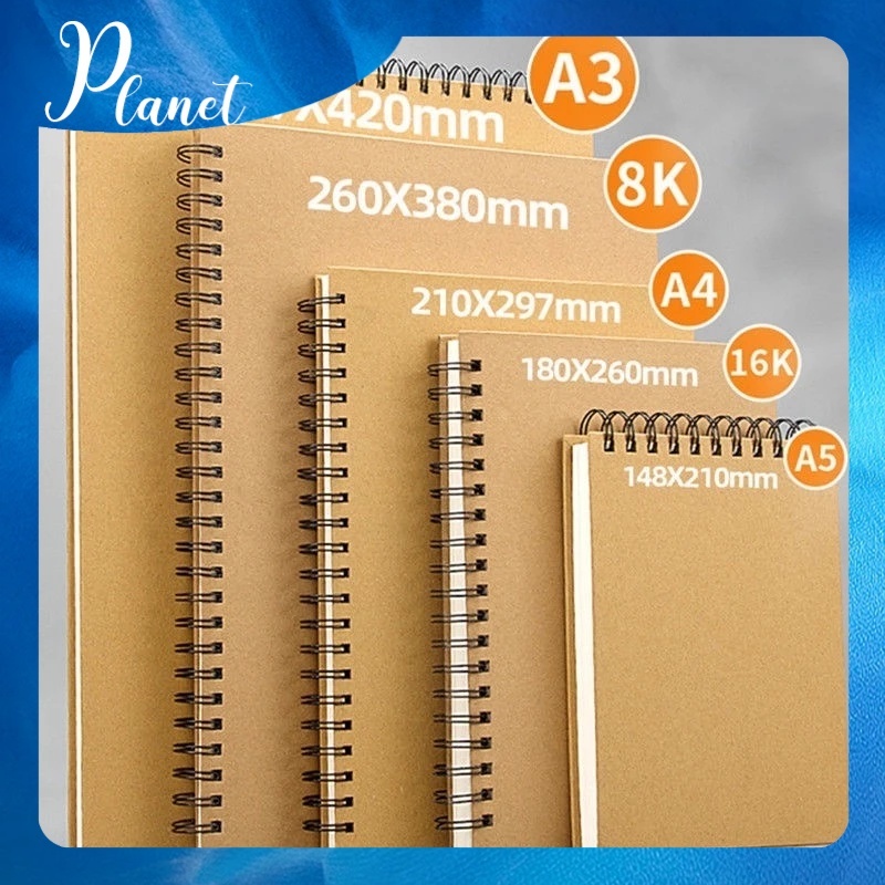 A4/A5/16K kraft paper coil book super thick sketchbook student notepad ...
