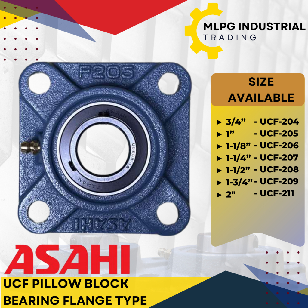 ASAHI UCF PILLOW BLOCK BEARING FLANGE TYPE | 3/4”,1”,1-1/8”,1-1/4”,1-1/2”,1-3/4”,2" | SOLD PER ...