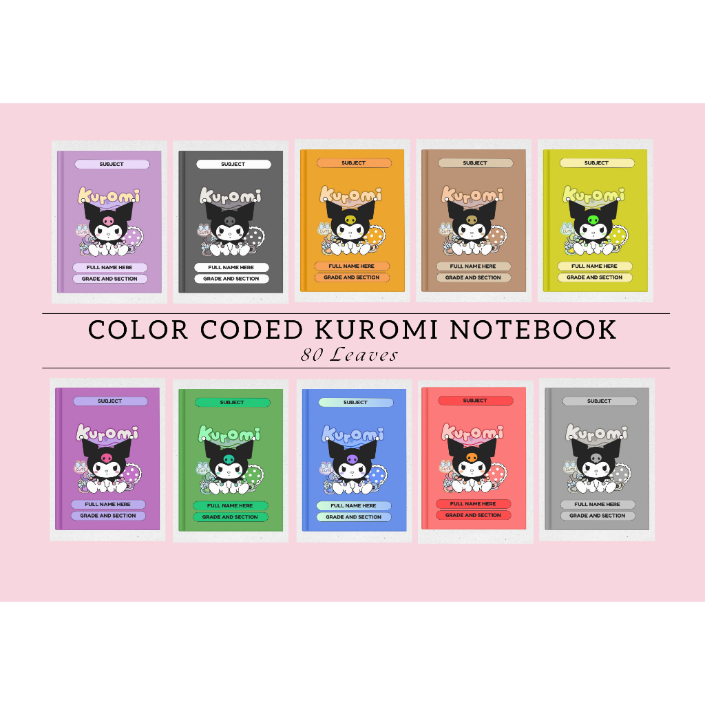 Softbound Kuromi-Themed Color-Coded Notebook – Personalized, 80 Leaves ...