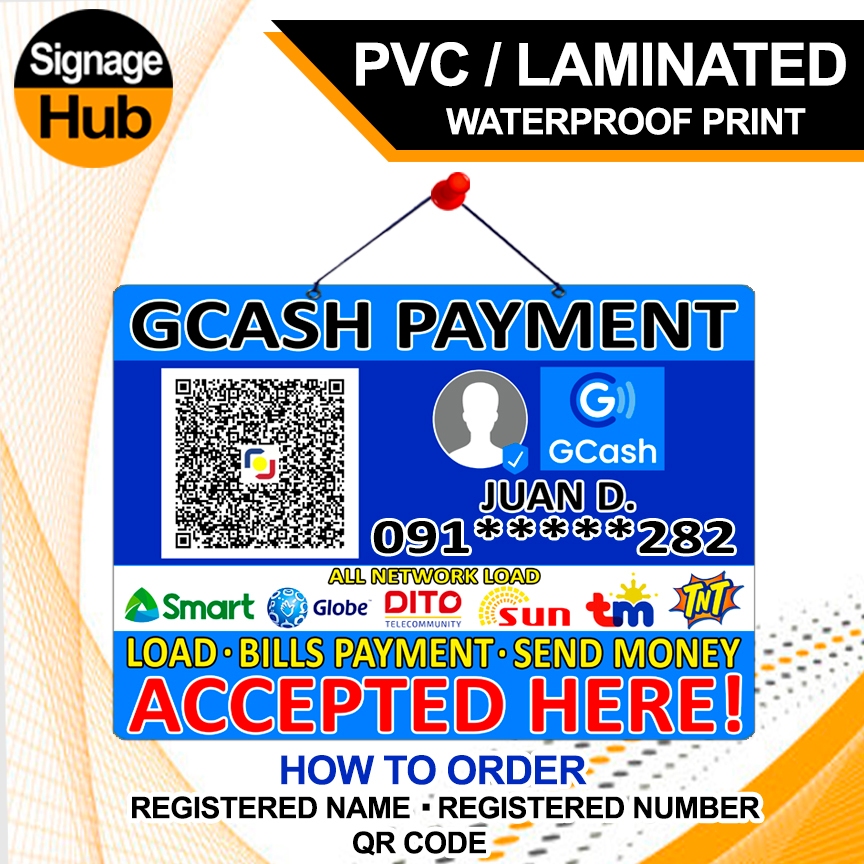 GCASH PAYMENT with LOAD Signages | Scan to Pay QR Code | Waterproof ...