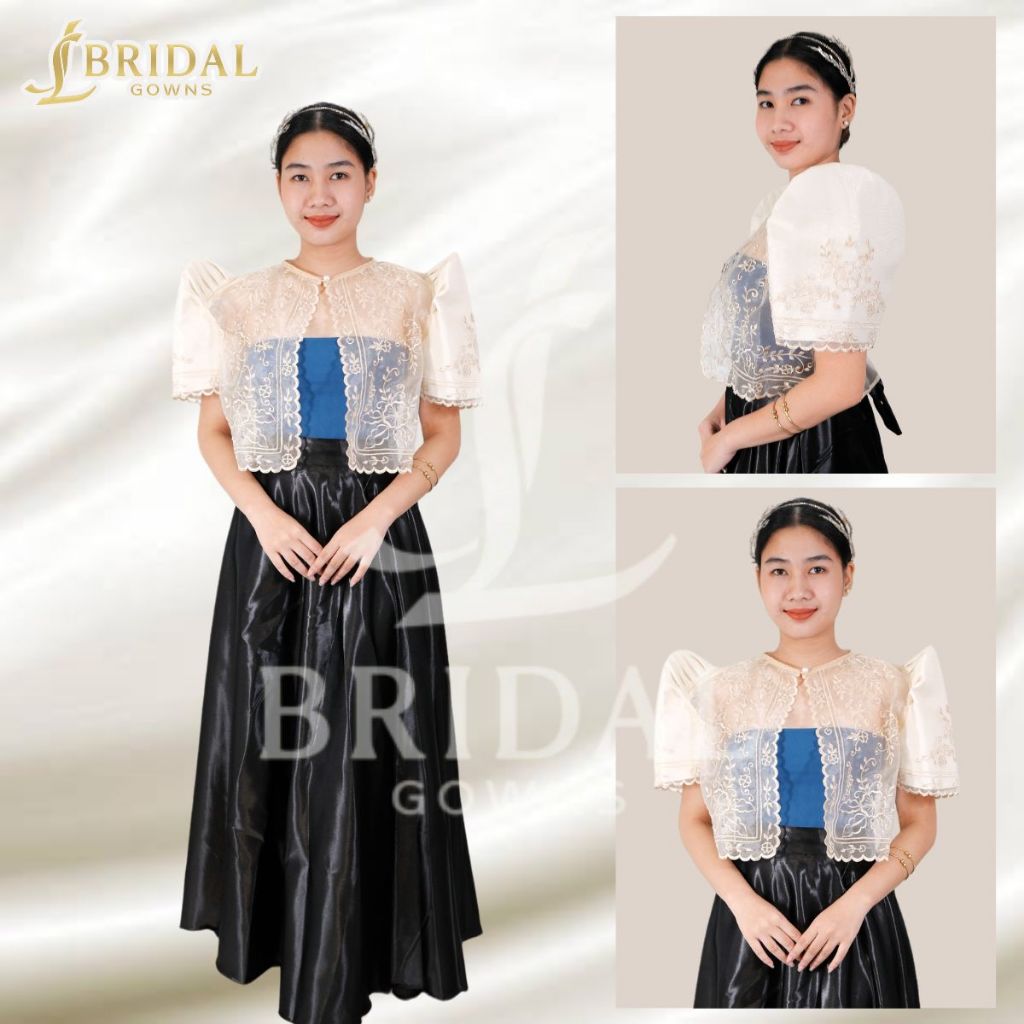 Modern Filipiniana top embroidered - Bolero Filipiniana | Shopee Singapore