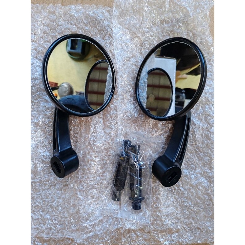 Round Bar End Side Mirror Universal Harley Davidson Style Heavy Duty ...