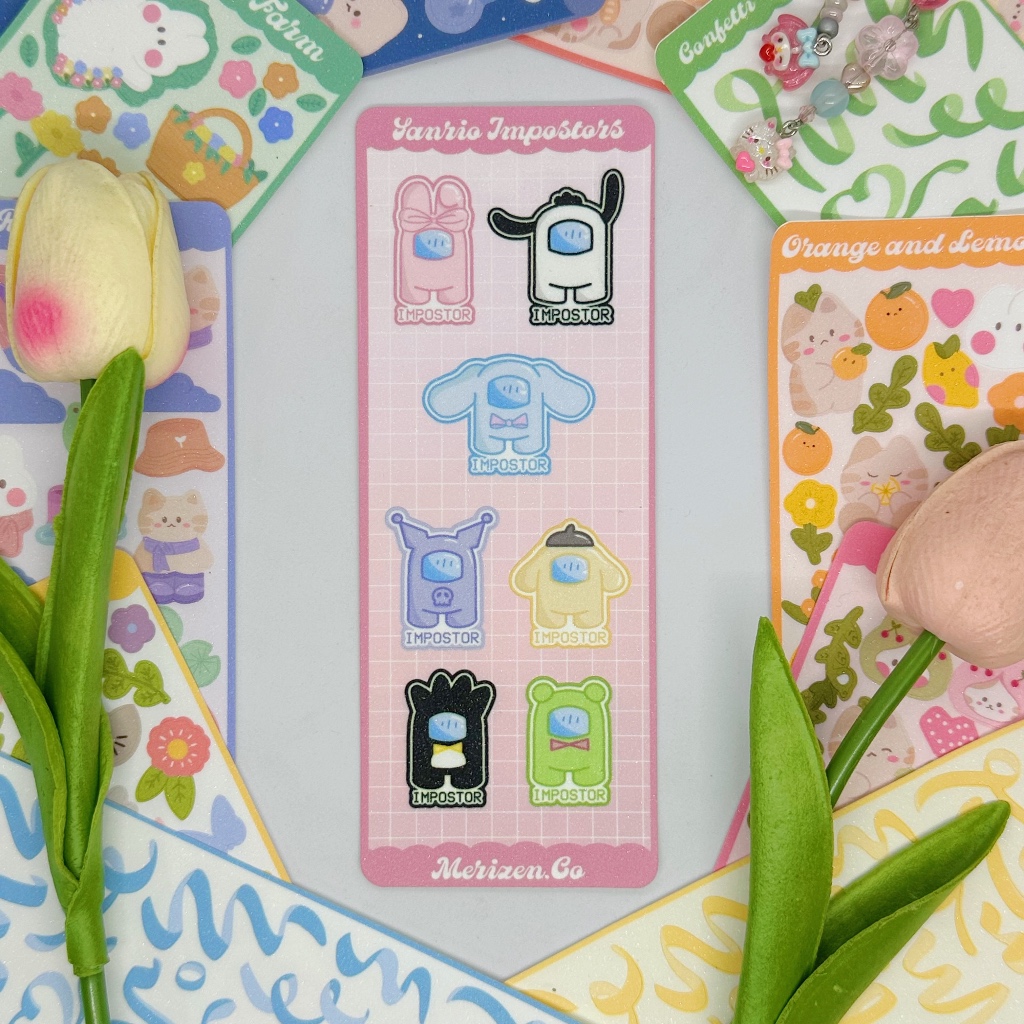 sanrio x among us imposter sticker sheet | cinnamoroll my melody cute ...