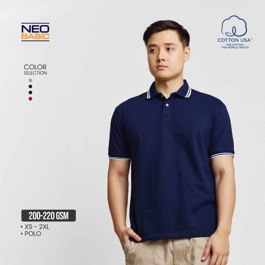 Neobasic Mens Polo PIQUE COLLAR WITH TIPPING (AIRFORCE BLUE) | Shopee ...