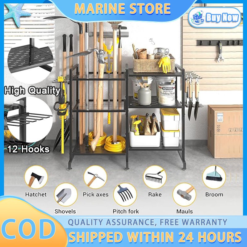 Tool Rack 3 Tier Garden Storage Rack Garage Organizer Garden Tool ...