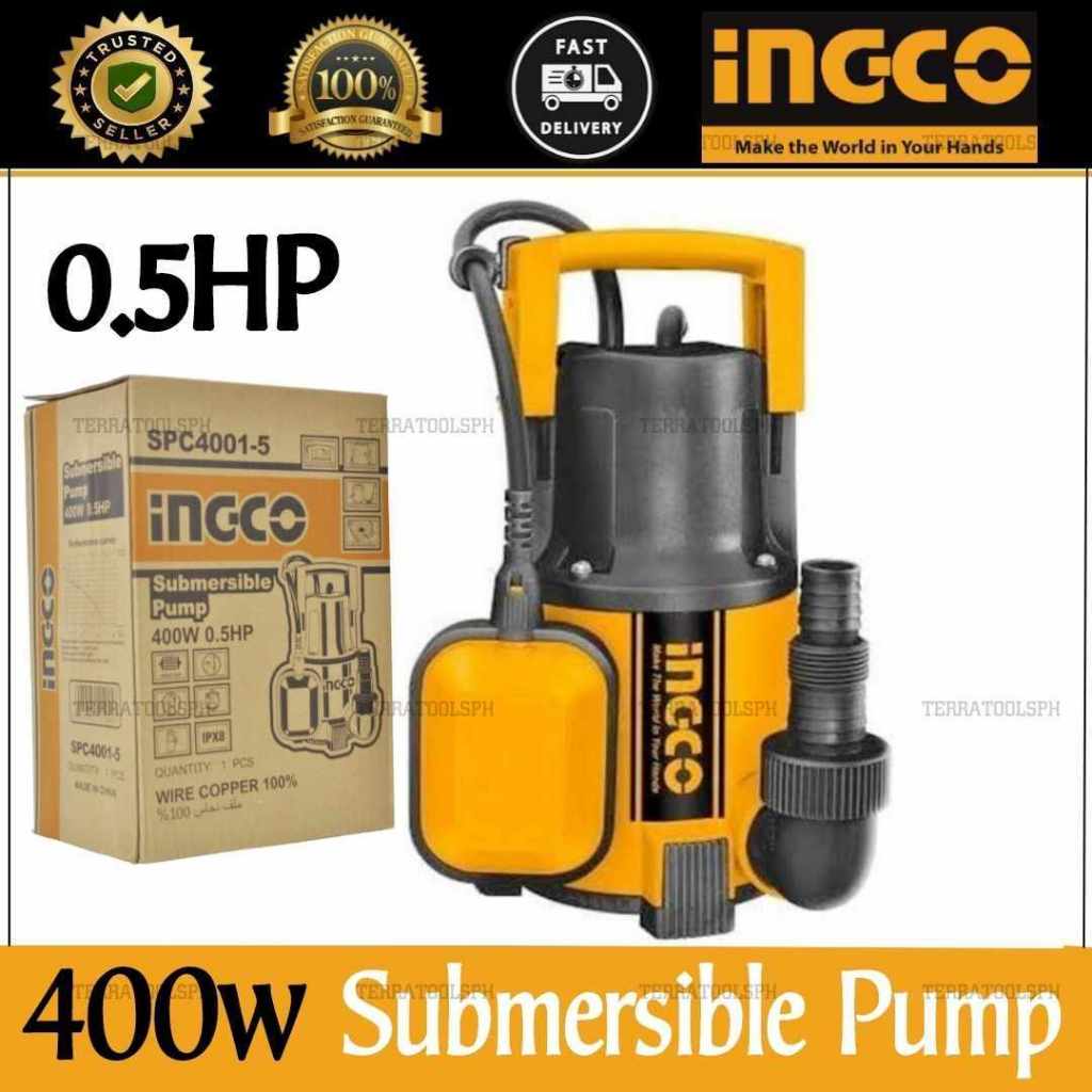 INGCO Submersible Pump 400W 0.5HP SPC4001-5 (100% Copper Motor ...