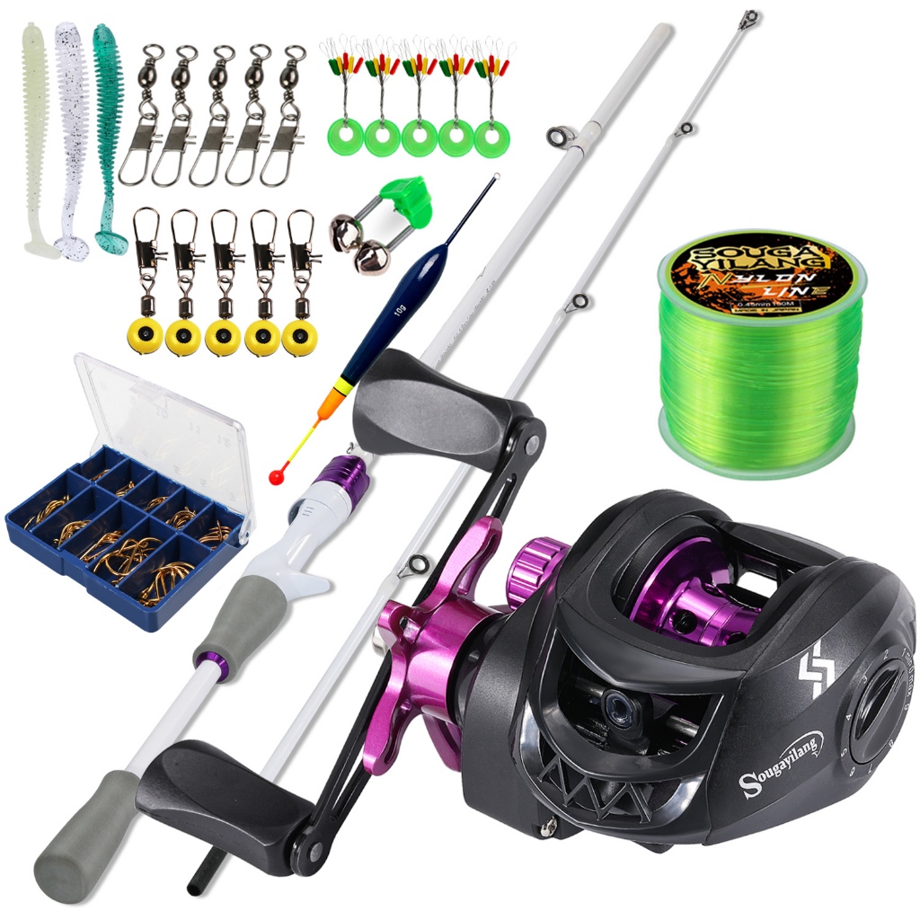 Fishing Rod Set Casting Fishing Rod Carbon 1.8m and Baitcasting Reel 7. ...