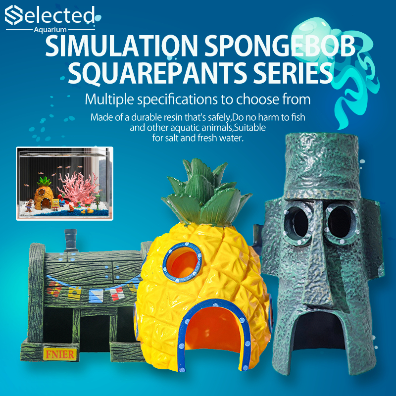 Mini Fish Tank Aquarium Decoration Spongebob Pineapple House Squidward ...