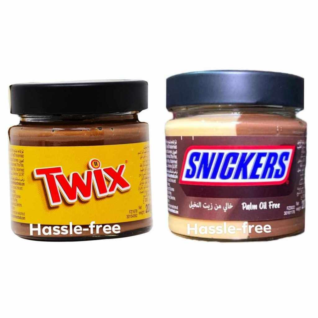 SNICKERS MILK CHOCOLATE PALM OIL FREE/TWIX CHOCOLATE SPREAD (200g ...