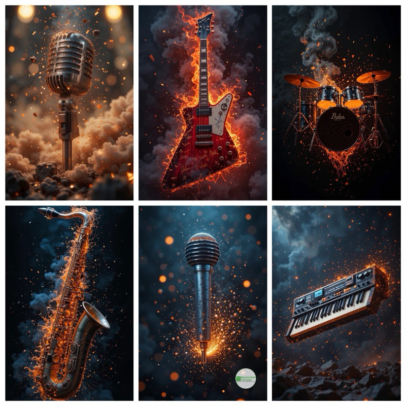 Music Rock Theme Wall Decor A4 Size Laminated | Shopee Singapore