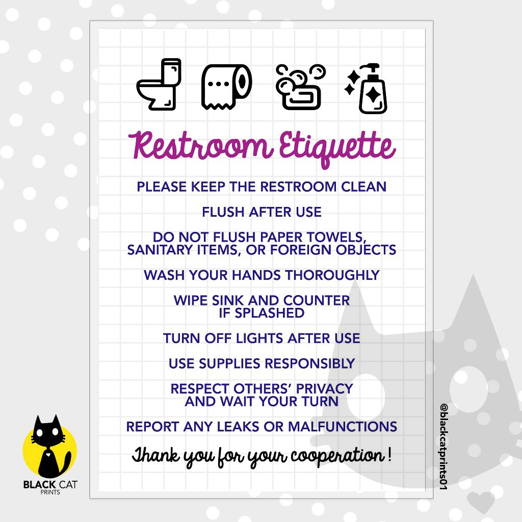 Wall Decor | Restroom Etiquette Poster (A4 Size/ High Quality Prints ...