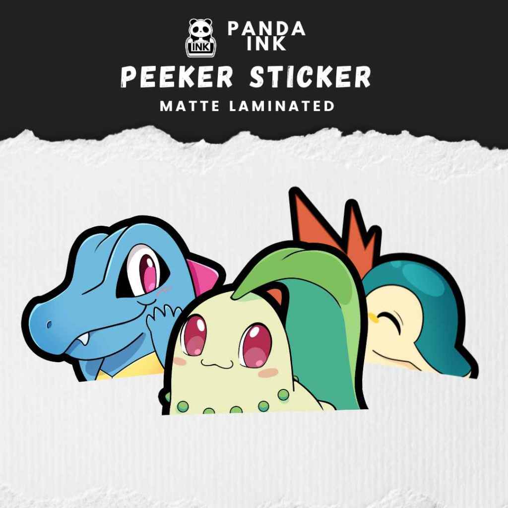 Pokemon Peeker Sticker Gold and Silver Starter Totodile Chikorita and ...