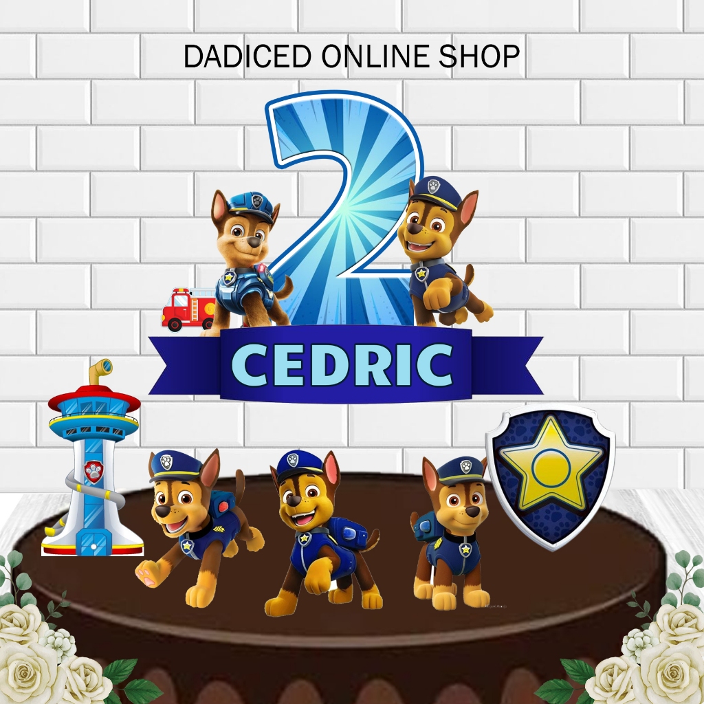 PAW PATROL CHASE d1 customized cake topper | Shopee Singapore