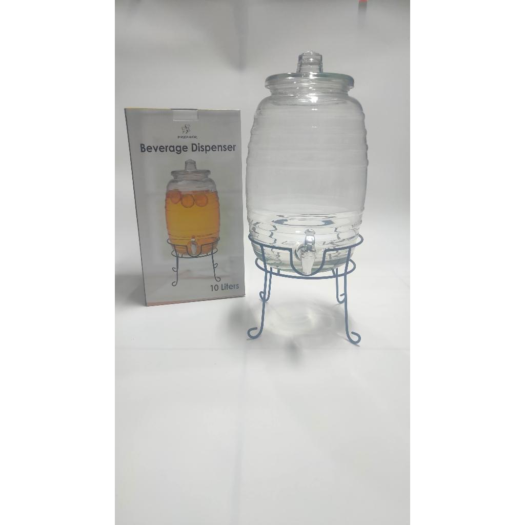 Premier 10 Liters Glass Juice Dispenser with Faucet, Lid, and Stand ...