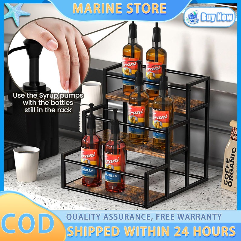 Syrup Rack Coffee Shop Fructose Bottle Storage Rack 3 Tier Organiser ...