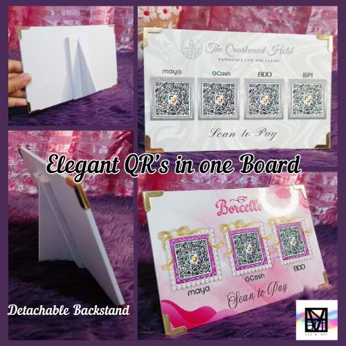 QR standee Elegant Designs with Detachable Backstand 3 or 4 Qr's in one ...