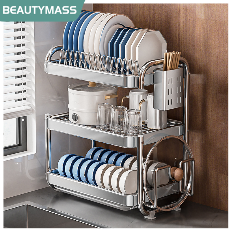 BTY SUS 304 Dish Rack with Drainer Plates Organizer Rack Dish Drainer ...
