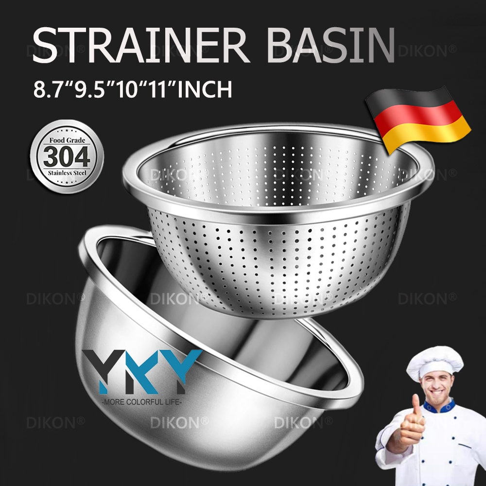 304 Stainless Steel Strainer Basin Multi-Use Food Washing Mixing Bowl ...