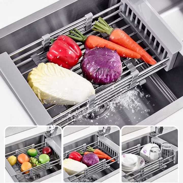 TS Retractable Sink Water Filter Rack Drain Basket Stainless Steel ...