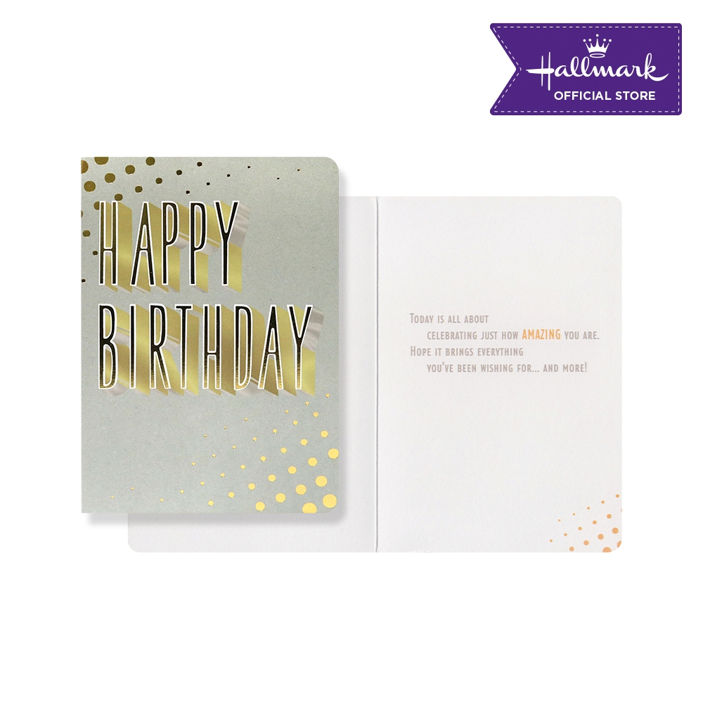 Hallmark Birthday Greeting Card (SILVER & GOLD) with Envelope 18cm x ...