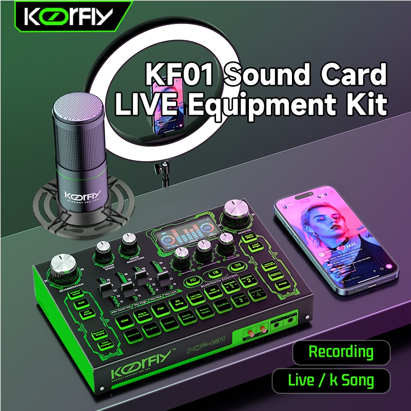 Koorfly KF01 Sound Card DJ Mixer 48V Microphone Set Custom Sound Effect ...